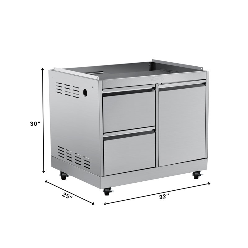 KoolMore 32 in. Outdoor Stainless-Steel Cabinet for Built-in BBQ Grill with 2 Drawers (KM-OKS ...
